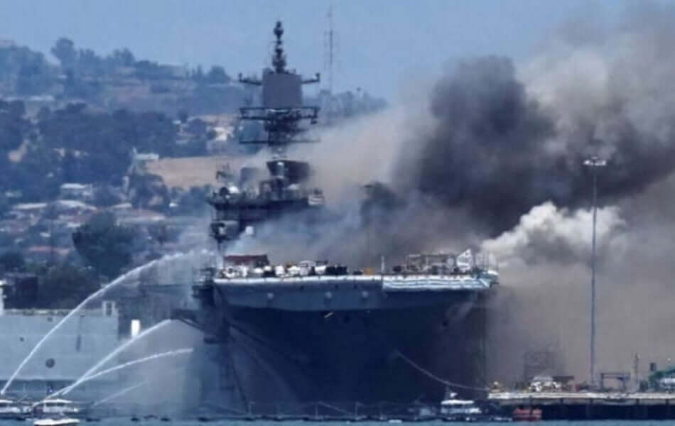 A major fire on a U.S. Navy ship