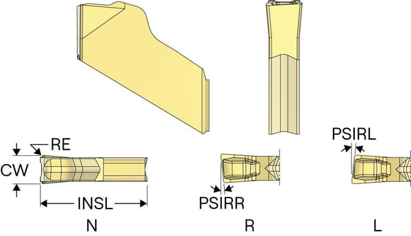 Seco 74016527 Parting-Off Insert, ANSI Code: 150.10-3L6-16 T25M, 3 150. ...