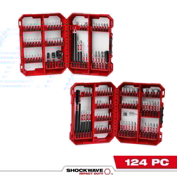 Milwaukee® 48-32-4034 SHOCKWAVE Impact Duty Driver Bit, 124 Pieces, 1/4 ...
