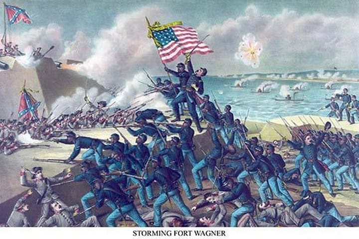 African American unit, the 54th Massachusetts overruns Fort Wagner ...