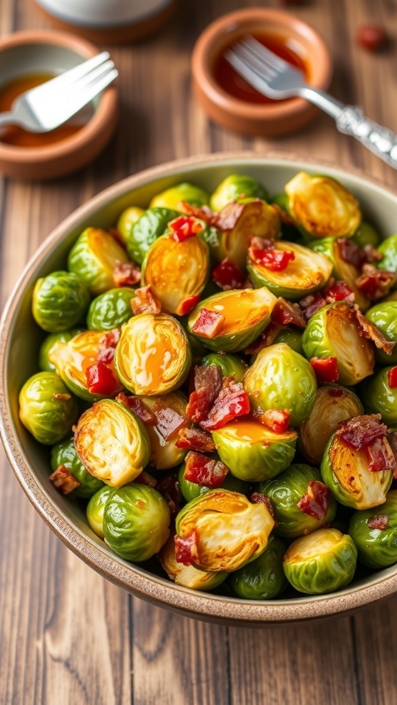 Crispy Brussels Sprouts with Bacon and Maple Syrup in the Air Fryer