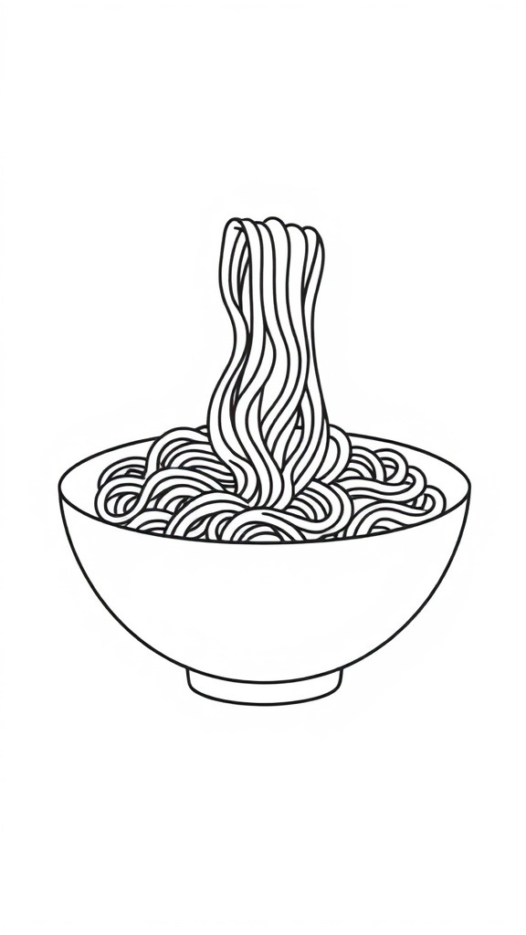 Simple Line Art of Noodles