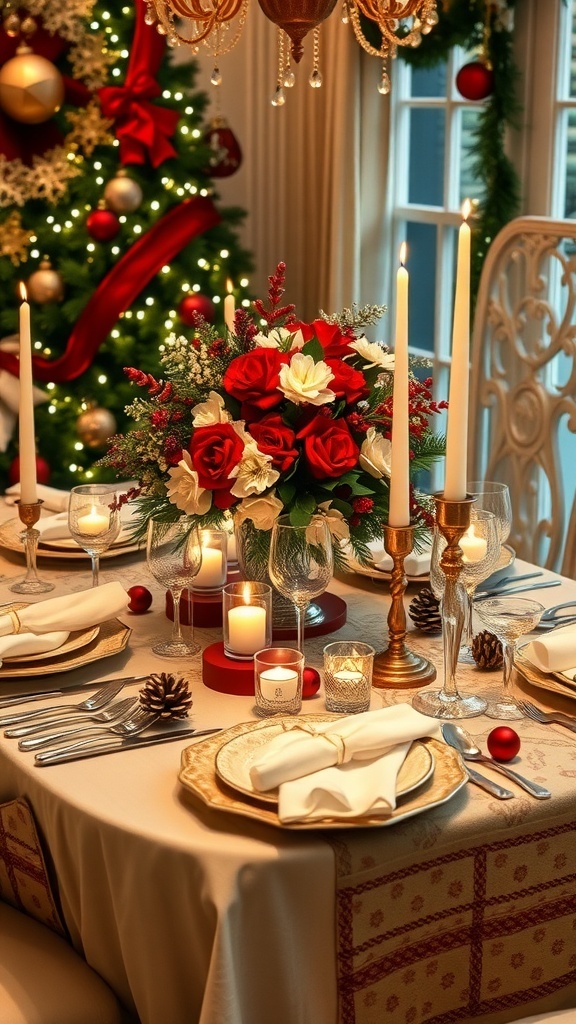 Traditional Christmas Dinner Table Setup