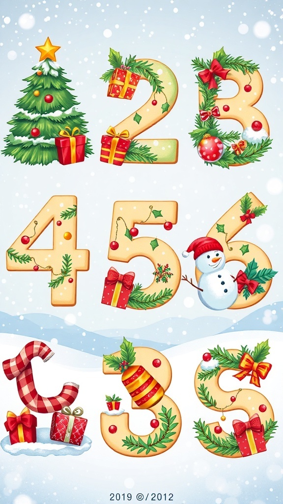 Christmas Number Drawing Ideas