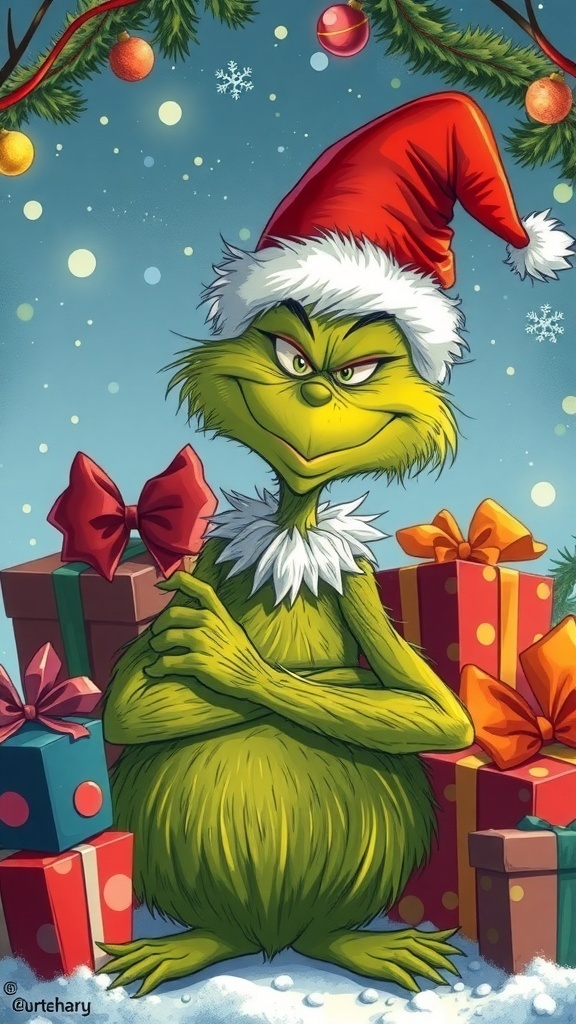 Grinch-Themed Christmas Drawing Ideas
