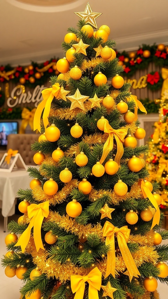Yellow Christmas Tree Decoration Ideas
