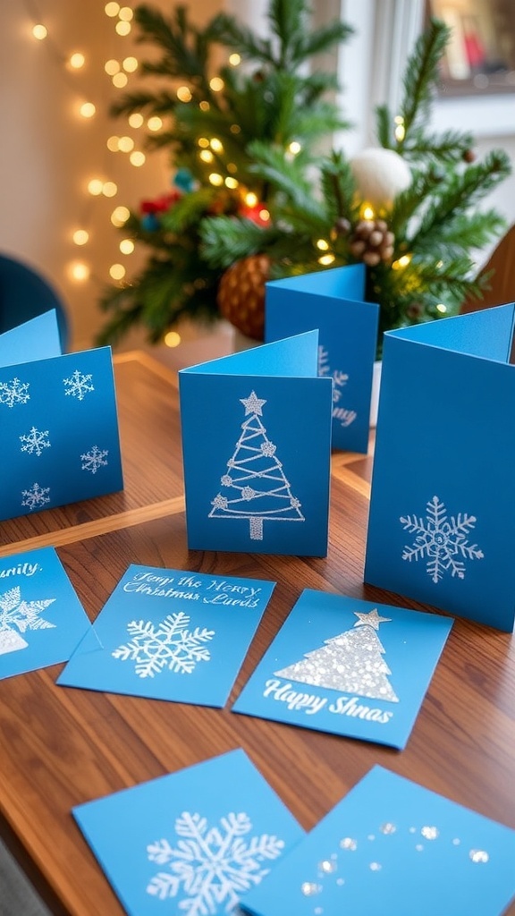 Handmade Blue Christmas Cards