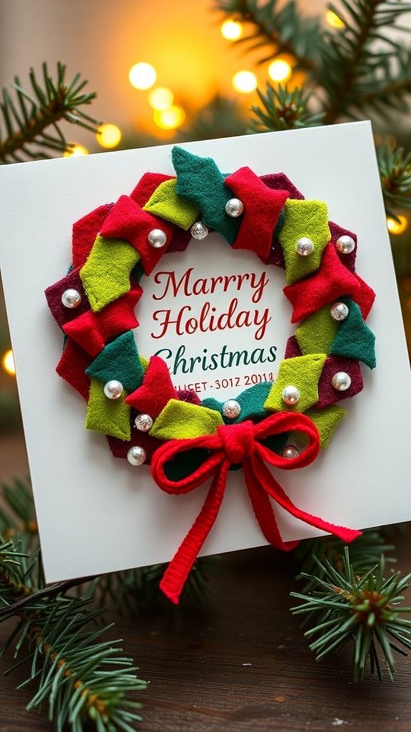 Handmade Christmas Wreath for Card Decoration