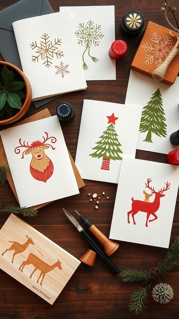 Handmade Linocut Christmas Cards