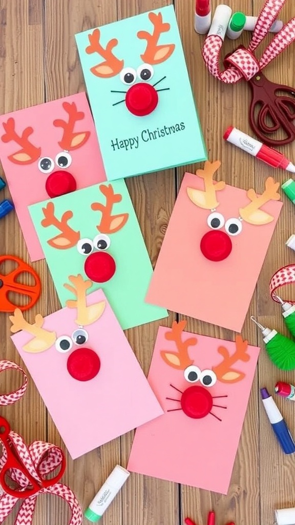 Handmade Rudolf Christmas Cards