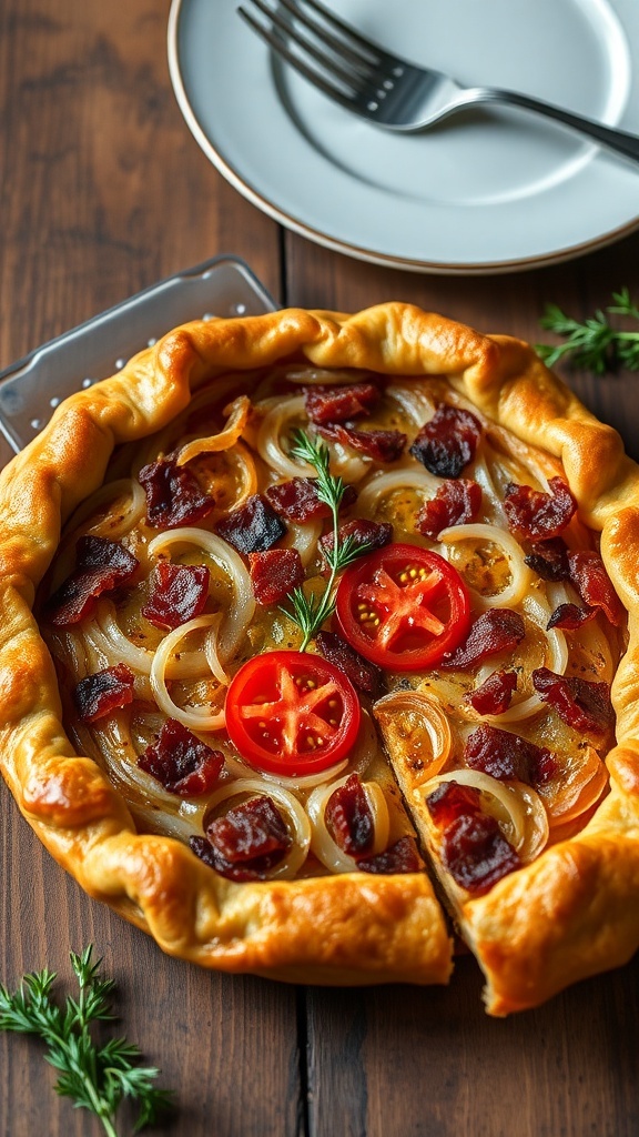 Savory Bacon, Onion, and Tomato Pie Recipe