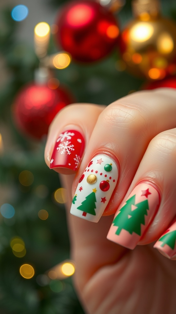 Festive Christmas Joy Nail Art Design