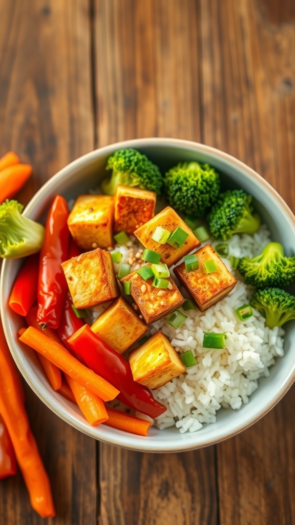 Crispy Tofu Rice Bowl Recipe
