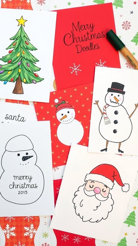 Simple Christmas Doodles for Holiday Cards