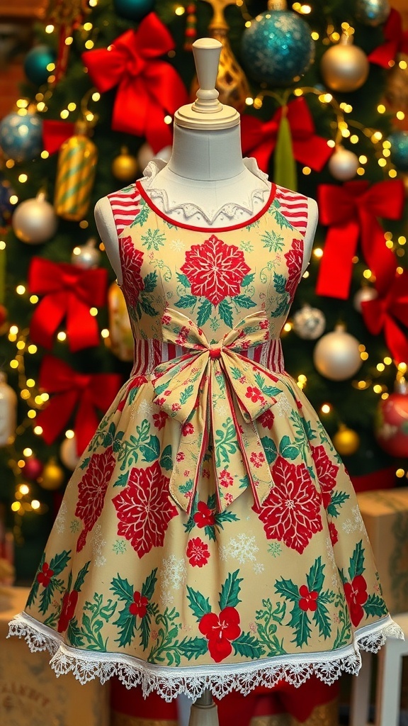 Christmas Dress with Bow Design