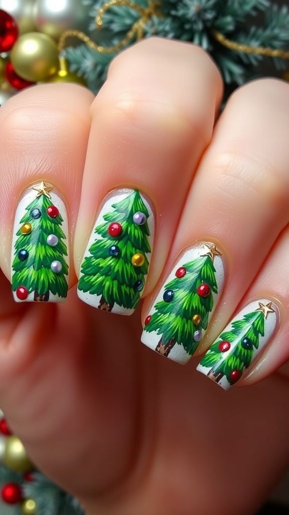 Christmas Tree Nail Art Tutorial