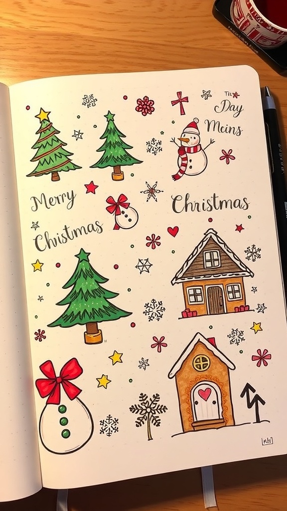 Christmas Doodles for Bullet Journal