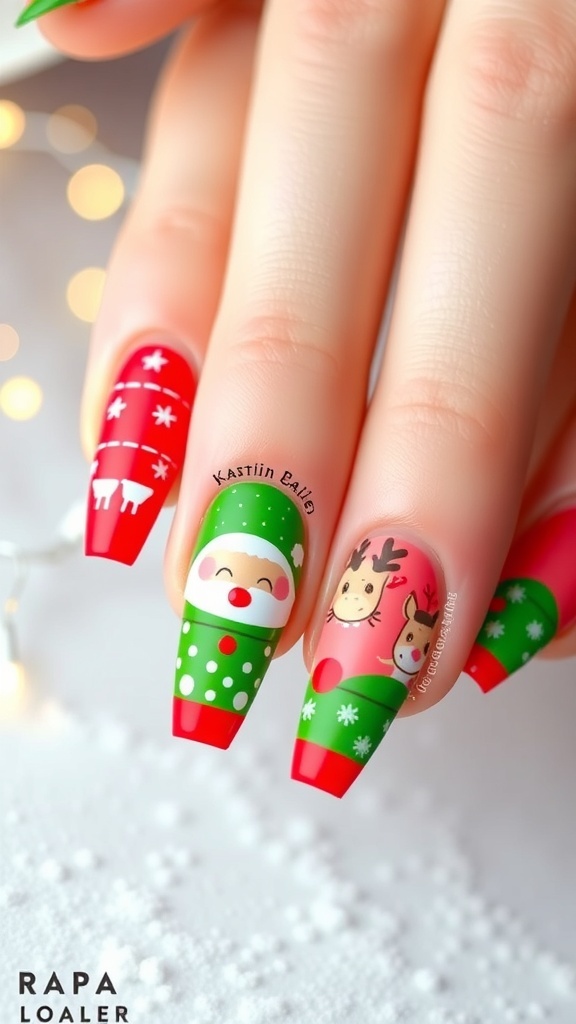 Kawaii Christmas Nail Art Design