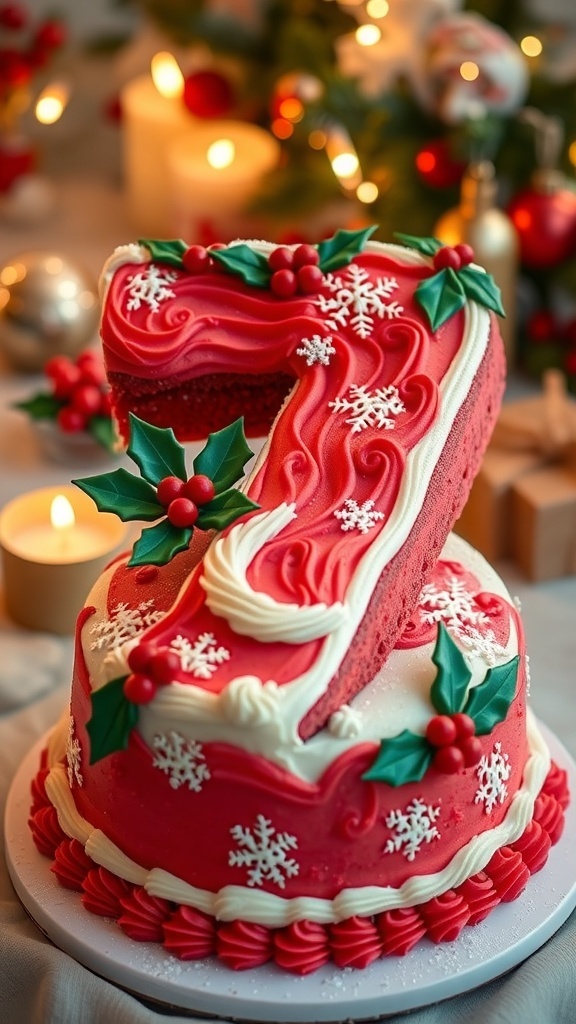 Christmas Number 7 Cake Design