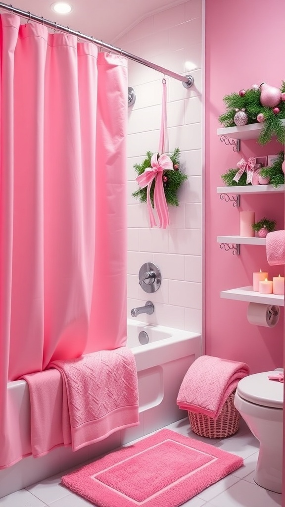 Pink Christmas Bathroom Decor Ideas