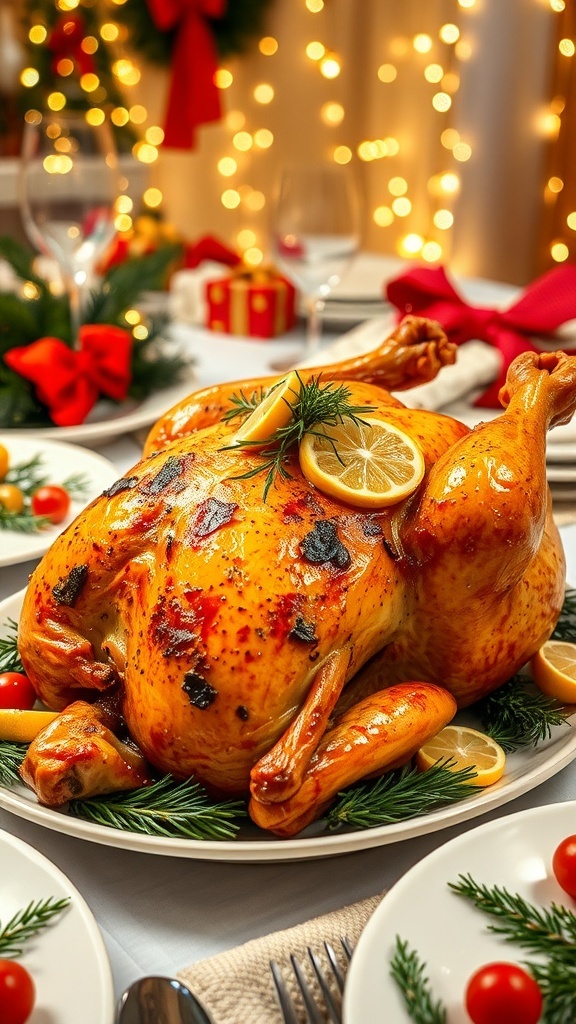 Golden Roasted Chicken for Christmas Dinner