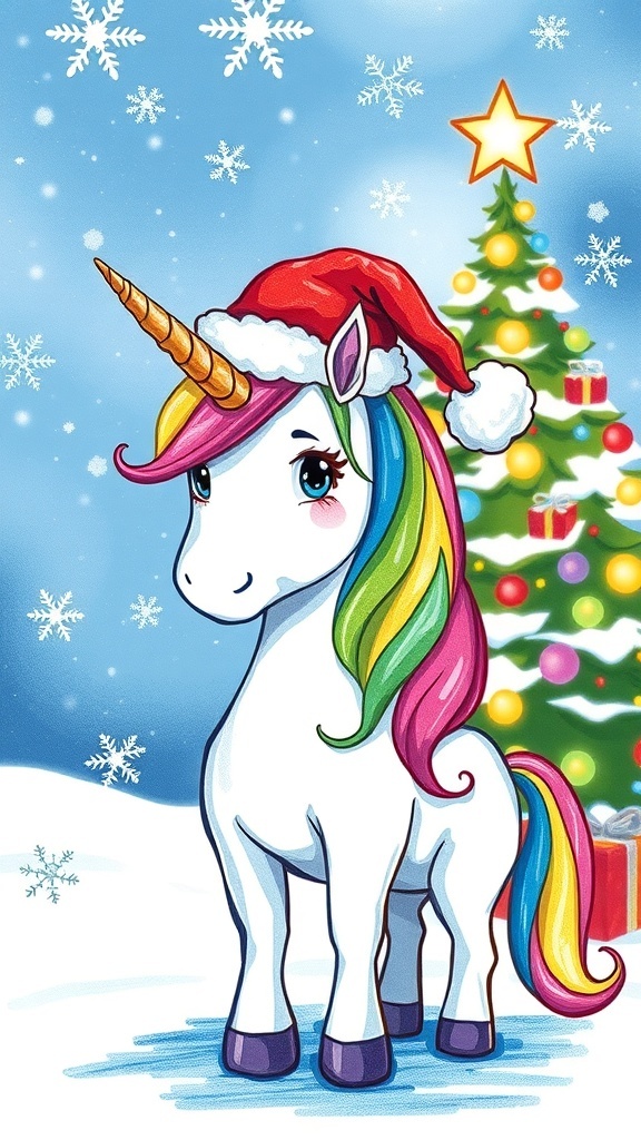 Christmas Unicorn Drawing Ideas