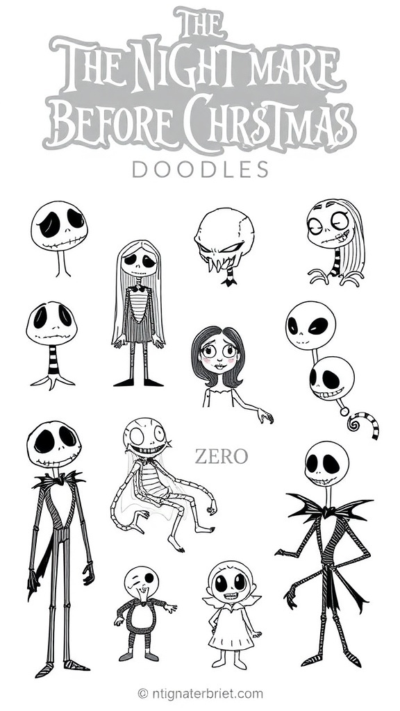 Nightmare Before Christmas Character Doodles
