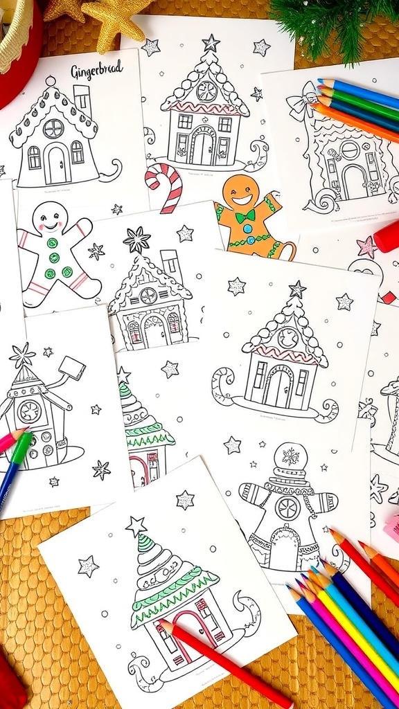 Gingerbread Christmas Coloring Pages