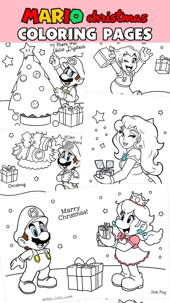 Mario Christmas Coloring Pages