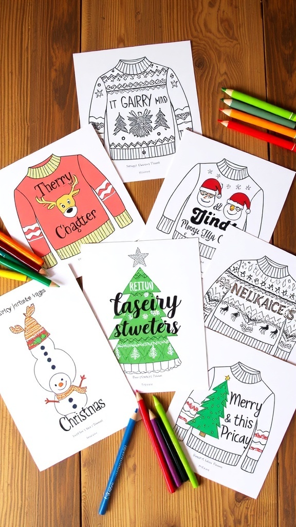 Ugly Christmas Sweaters Coloring Pages