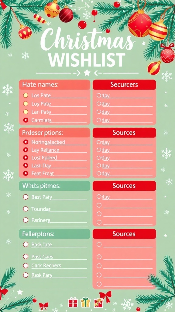 Christmas Wishlist Template