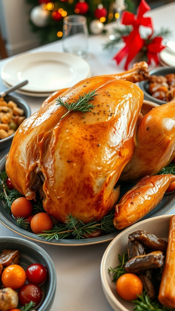Roast Turkey with Herb Butter for Christmas Dinner
