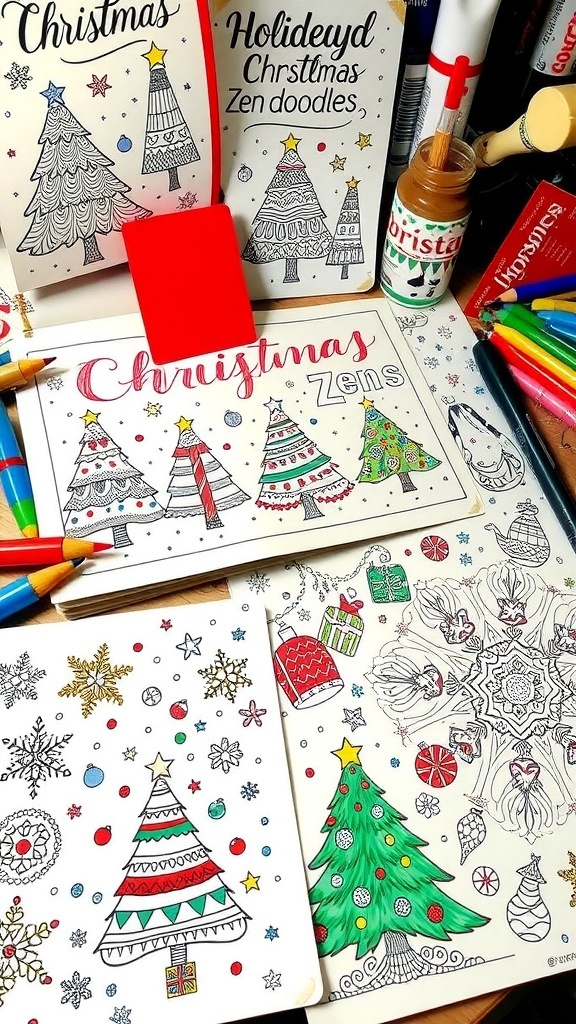 Christmas Zen Doodle Art