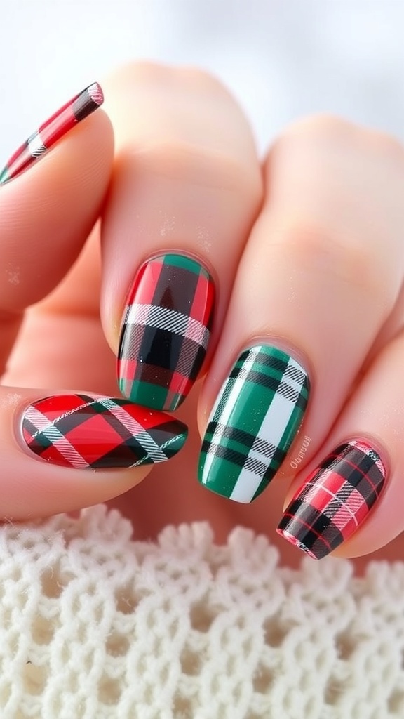 Christmas Plaid Nail Art Tutorial