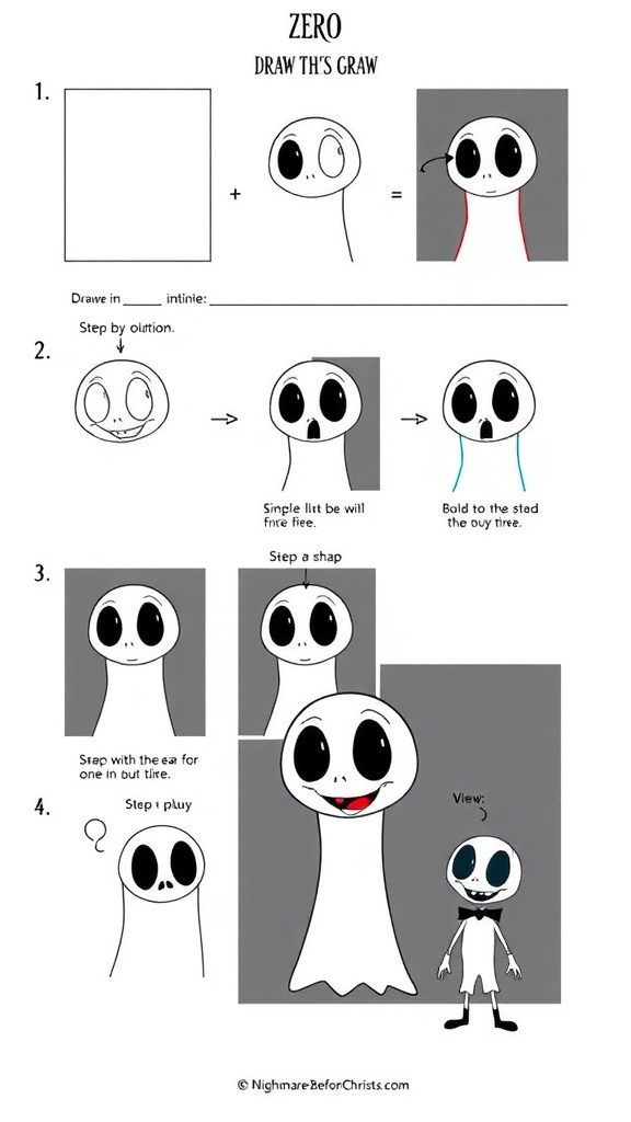 Zero from The Nightmare Before Christmas Drawing Guide