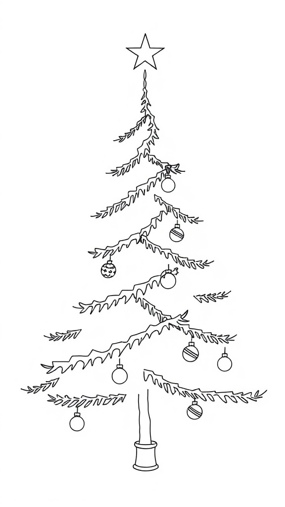 Continuous Line Drawing of a Christmas Tree – bloomvara.com