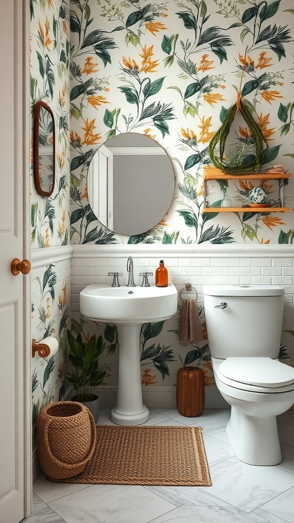 25 Stunning Wallpaper Ideas for Small Bathroom Accent Walls - Tool Trip