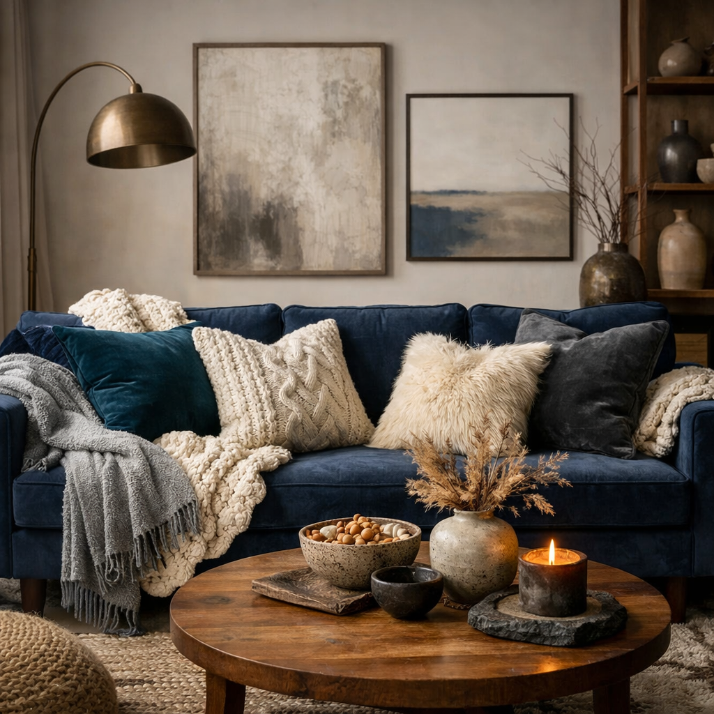 10 Stunning Living Room Ideas Featuring a Navy Blue Couch
