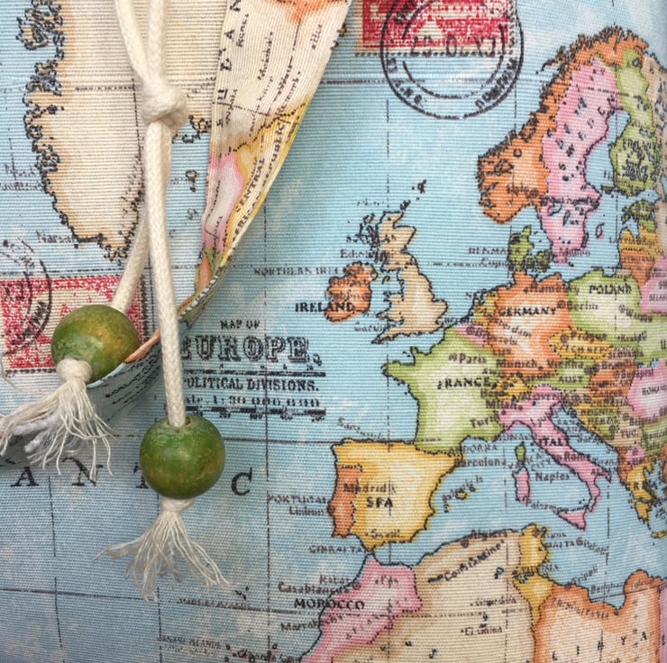 Map of the World bag with drawstring cover - Folksy