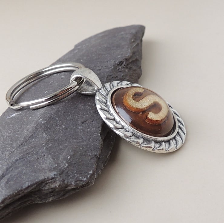 Brown Letter S Keyring - 033 - Folksy