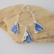 3 piece beach pottery pendant - Folksy