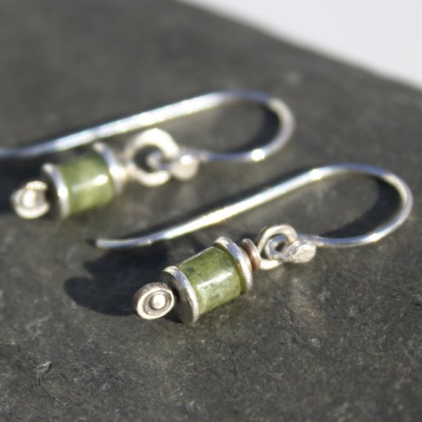 Reels - silver and Jade earrings - Folksy