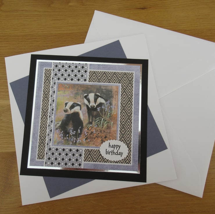 Badgers - 7x7" Birthday card - Folksy