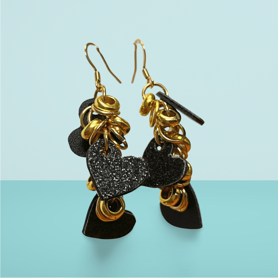 Shaggy Loop Heart Earrings - Handmade to order - Folksy