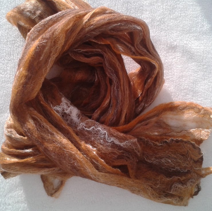 Scarf, cobweb felt, shades of brown - Folksy