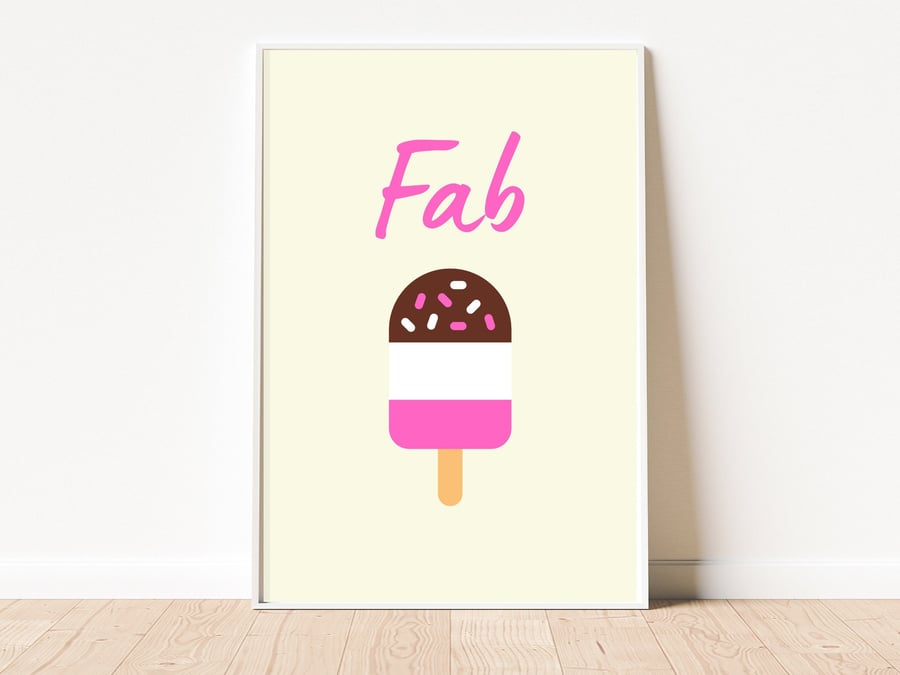 Fab Lolly Print, Unframed Ice Cream Poster - Folksy