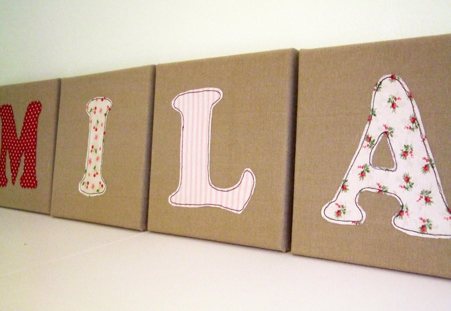 Large Canvas Fabric Letters 20x20cm - Child's N... - Folksy