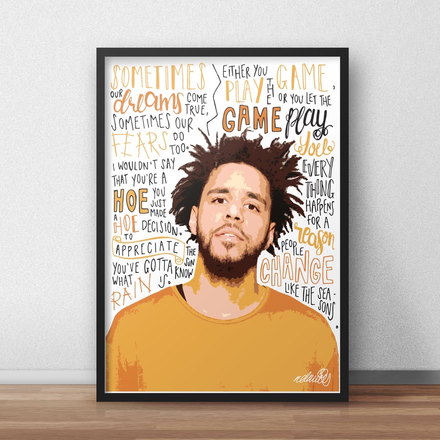 J Cole INSPIRED Poster, Print with Quotes, Lyrics - Folksy