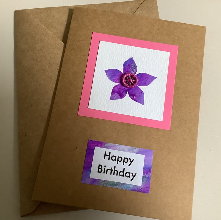 Handcrafted Birthday Card embellished with a Do... - Folksy
