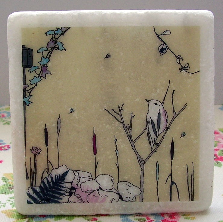white marble decorated coasters - Folksy
